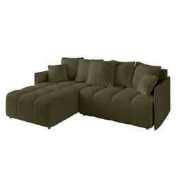 ECKSOFA Ottomane links LONLI-L 251x189x68 Olivgr&uuml;n Boucl&eacute;