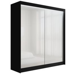 KLEIDERSCHRANK PEKA mit LED - 200 cm - Schwarz|Wei&szlig;