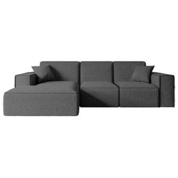 ECKSOFA Ottomane Links SERRA-L - 266x169x80 cm Grau Boucl&eacute;