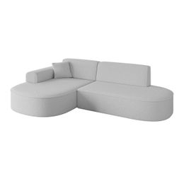 ECKSOFA Ottomane Links MARI-L1 - 243x171x79 cm Hellgrau Boucl&eacute;