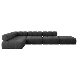 ECKSOFA modulares Sofa Favio-L2 - 380x190x70 cm Schwarz Velours