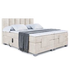 BOXSPRINGBETT elektrisch verstellbar mit 2 Matratzen H4/Taschenfederung AMEL EL 140 x 200 Creme