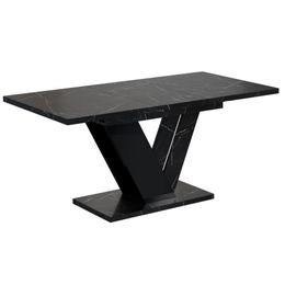 ESSTISCH ausziehbar 120 -160x80x75 cm - Royal Marble / Black Gloss - CLASI