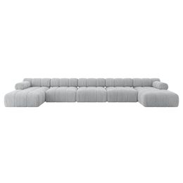 WOHNLANDSCHAFT modulares Sofa Tesso-U3 - 475x160x70 cm Grau Cord