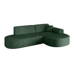 ECKSOFA Ottomane Rechts MARI-L1 - 243x171x79 cm Gr&uuml;n Cord