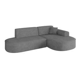 ECKSOFA Ottomane Rechts MARI-L1 - 243x171x79 cm Grau Velours