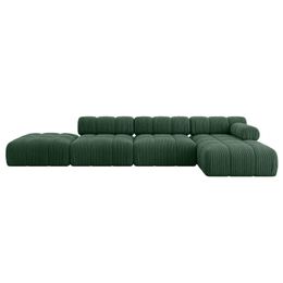 ECKSOFA modulares Sofa Lizur-L2 - 380x160x70 cm Gr&uuml;n Cord