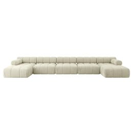 WOHNLANDSCHAFT modulares Sofa Tesso-U3 - 475x160x70 cm Beige Velours