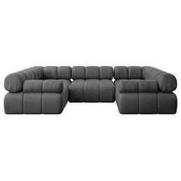 WOHNLANDSCHAFT modulares Sofa Birno-U1 - 285x190x70 cm Dunkelgrau Velours