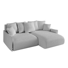 ECKSOFA Ottomane rechts ONESK-L -v1 216x177x72 Hellgrau Boucl&eacute;