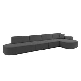 ECKSOFA Ottomane Rechts MARI-L3-v3 - 413x171x83 cm Grau Boucl&eacute;