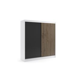 KLEIDERSCHRANK VILAN mit Lamel/LED - 200 cm - Wei&szlig;|Eiche Wotan