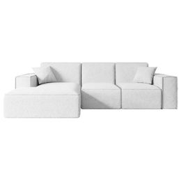 ECKSOFA Ottomane Links SERRA-L - 266x169x80 cm Wei&szlig; Boucl&eacute;