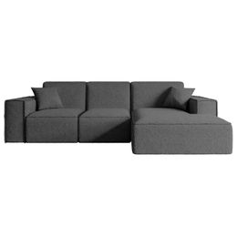 ECKSOFA Ottomane Rechts SERRA-L - 266x169x80 cm Grau Boucl&eacute;