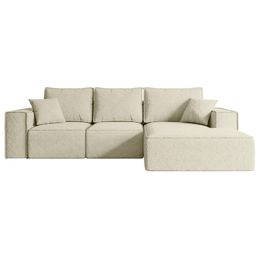 ECKSOFA mit Schlaffunktion und Bettkasten SERRA-L-S - 266x161x87 cm Beige Boucl&eacute;