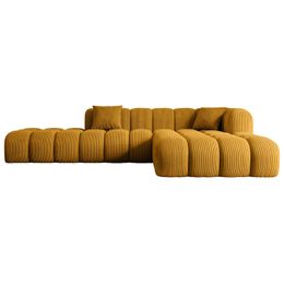 ECKSOFA Ottomane Rechts OLEA-L2 - 289x176x71 cm Senfgelb