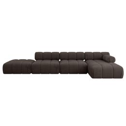 ECKSOFA modulares Sofa Lizur-L2 - 380x160x70 cm Braun Velours