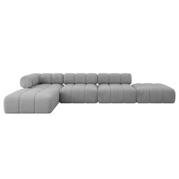 ECKSOFA modulares Sofa Kerru-L2 - 380x190x70 cm Hellgrau Velours