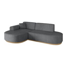 ECKSOFA Ottomane Links MARI-L1-v2 - 243x171x83 cm Dunkelgrau Cord