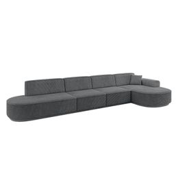 ECKSOFA Ottomane Rechts MARI-L3-v3 - 413x171x83 cm Dunkelgrau Cord