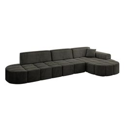 ECKSOFA Ottomane Rechts LIVO-L2 - 337x173x79,5 cm Schwarz