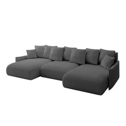 WOHNLANDSCHAFT mit Schlaffunktion und Bettkasten ONESK-U-v1 317x177x72 Grau Boucl&eacute;