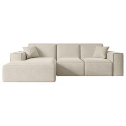 ECKSOFA Ottomane Links SERRA-L - 266x169x80 cm Beige Velours