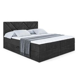BOXBETT mit Matratze H4 und Lattenrost - BARWA - 140 x 200 - H4 - Schwarz