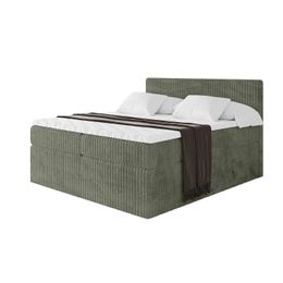 BOXSPRINGBETT mit Matratze H3|H4 und Lattenrost - TOLO KING 200x200 Cord - Olive