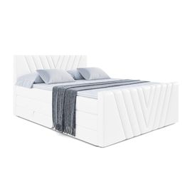 BOXSPRINGBETT ERNINA-Z KING - 140x200 - H3/H4 - Wei&szlig; Hochglanz