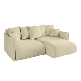 ECKSOFA Ottomane rechts ONESK-L 216x177x72 Beige Velours