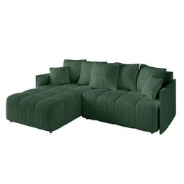 ECKSOFA Ottomane links LONLI-L 251x189x68 Gr&uuml;n Cord