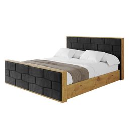 POLSTERBETT mit Bettkasten, Fu&szlig;teil und Lattenrost, Boxbett mit Matratze H3/H4 - ENZO8-Z 200x200 Schwarz