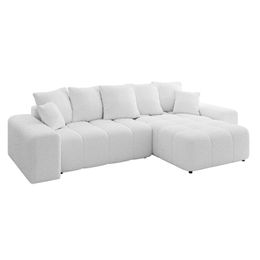 ECKSOFA Ottomane rechts ENIL-L 297x189x68 Wei&szlig; Boucl&eacute;
