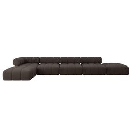 ECKSOFA modulares Sofa Kerru-L3 - 475x190x70 cm Braun Velours