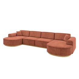 WOHNLANDSCHAFT MARI-U2-v2 - 388x171x83 cm Koralle Velours