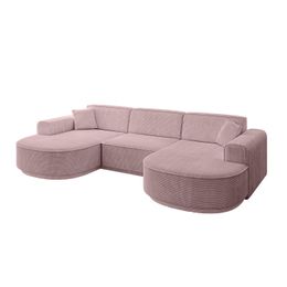WOHNLANDSCHAFT MARI-U1-v3 - 303x171x83 cm Rosa Cord
