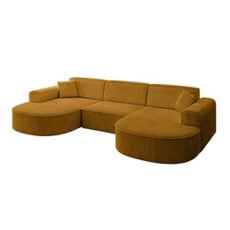 WOHNLANDSCHAFT MARI-U1 - 303x171x79 cm Senfgelb Cord
