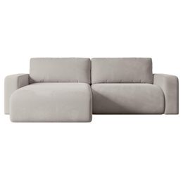 ECKSOFA mit Schlaffunktion und Bettkasten KLEEA-L - 247x143x83 cm Hellbraun Velours
