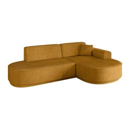 ECKSOFA Ottomane Rechts MARI-L1-v3 - 243x171x83 cm Senfgelb Cord