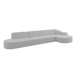 ECKSOFA Ottomane Rechts MARI-L3 - 413x171x79 cm Hellgrau Boucl&eacute;