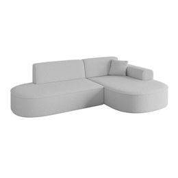 ECKSOFA Ottomane Rechts MARI-L1 - 243x171x79 cm Hellgrau Boucl&eacute;