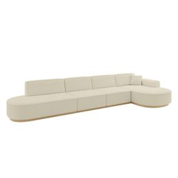 ECKSOFA Ottomane Rechts MARI-L3-v2 - 413x171x83 cm Beige Boucl&eacute;
