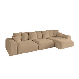 ECKSOFA Ottomane rechts ESKAR-L2 364x176x72 Beige Velours