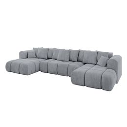WOHNLANDSCHAFT CLOUD-U-v1 405x185x90 Hellgrau Velours