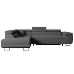 ECKSOFA mit Schlaffunktion und Bettkasten GUSA-L 272x202x107 cm Grau Boucl&eacute;