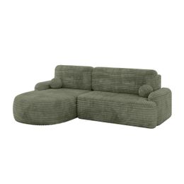 ECKSOFA mit Schlaffunktion und Bettkasten LIRA-L - 264x172x89 Olive