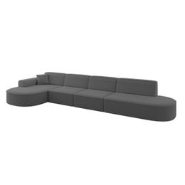 ECKSOFA Ottomane Links MARI-L3 - 413x171x79 cm Grau Boucl&eacute;