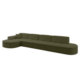 ECKSOFA Ottomane Links TARO-L3 - 413x171x79,5 cm Gr&uuml;n