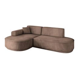 ECKSOFA Ottomane Links MARI-L1-v3 - 243x171x83 cm Braun Velours